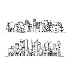 Megalopolis city street hand drawn Royalty Free Vector Image