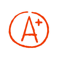 A plus red grade mark school test Royalty Free Vector Image