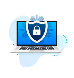 Cyber security logo with shield and check mark Vector Image