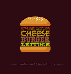 Double cheeseburger letters recipe typography Vector Image