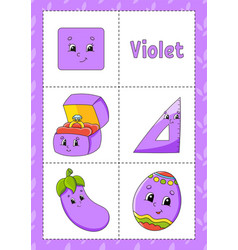 Learning colors flashcard for kids cute cartoon Vector Image