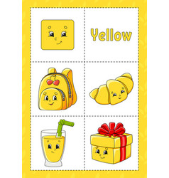 Learning colors flashcard for kids cute cartoon Vector Image