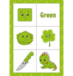 Learning colors flashcard for kids cute cartoon Vector Image