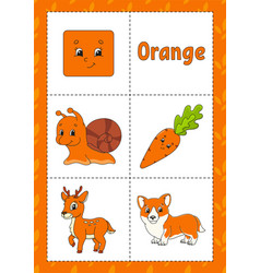 Learning colors flashcard for kids cute cartoon Vector Image
