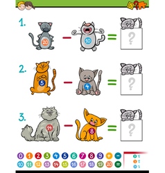 Maths subtraction educational task with cats Vector Image