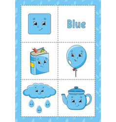 Learning colors flashcard for kids cute cartoon Vector Image