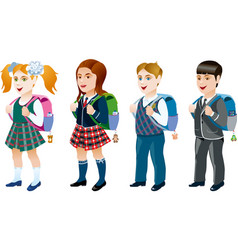 Cartoon boy and girl with backpacks Royalty Free Vector