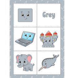Learning colors flashcard for kids cute cartoon Vector Image