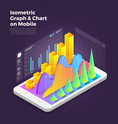 Isometric business infographic on mobile phone Vector Image