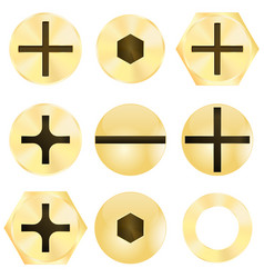 Bronze roze gold gradients set in hexagons big Vector Image