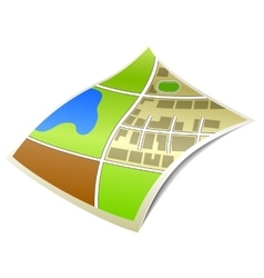 Folding paper map flat icon Royalty Free Vector Image