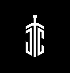 Jc logo monogram with emblem shield style design Vector Image