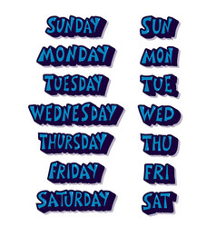 Days of a week hand written lettering Royalty Free Vector