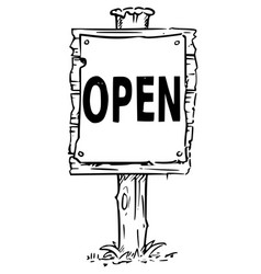 Doodle drawing four empty or blank wooden sign Vector Image