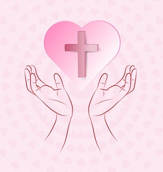 Two hands holds heart Royalty Free Vector Image