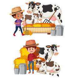Farmer and farm animals Royalty Free Vector Image