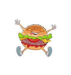 Sad fast food characters fries cola burger Vector Image