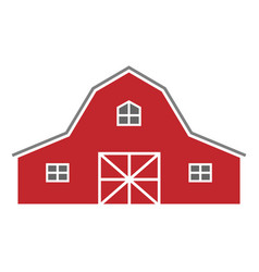 Cartoon-style red barn with white trim details Vector Image