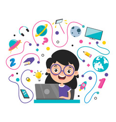 Online learning concept with cartoon character Vector Image