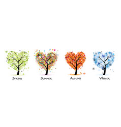 Four seasons concept art tree for your design Vector Image