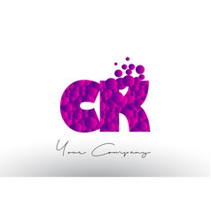 Purple pink ck c k letter logo design with ink Vector Image