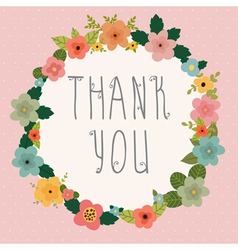 Floral spring Thank you pink flowers card Vector Image