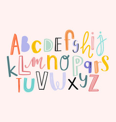 Hand drawn doodle funny font set sketch cute Vector Image