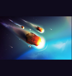 Cartoon meteorite comet asteroid set Royalty Free Vector