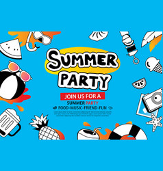Summer doodles symbol and objects icon elements Vector Image