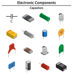 Big set of isometric electronic components Vector Image