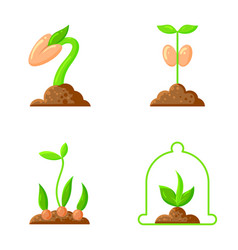 Sprout flat icons plant orgainc sapling set Vector Image