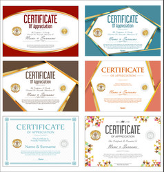 Collection colorful certificate Royalty Free Vector Image