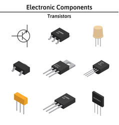 Big set of isometric electronic components Vector Image