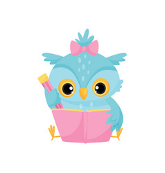 Owl drinking tea and reading newspaper Royalty Free Vector