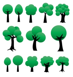 Cartoon bush and tree set trees bushes Royalty Free Vector