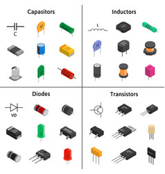 Big set of isometric electronic components Vector Image