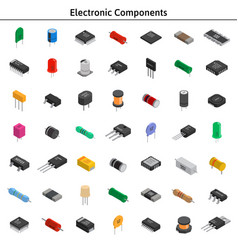 Set of isometric electronic components Royalty Free Vector