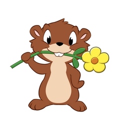 Cartoon funny beaver pose waving Royalty Free Vector Image