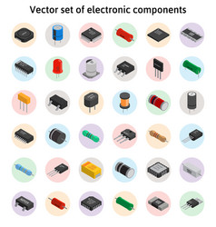 Set of isometric electronic components Royalty Free Vector