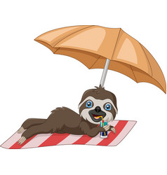 Cute sloth cartoon with wreaths of flowers on head