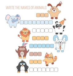 Cartoon north america animals kids crossword Vector Image