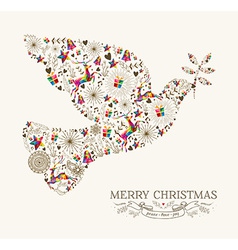 Vintage Christmas peace dove greeting card Vector Image