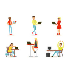 Creative copywriter people business character set Vector Image