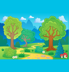 Cartoon forest landscape 4 Royalty Free Vector Image