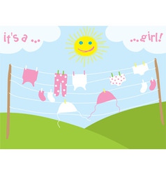 Two girls drying their clothes Royalty Free Vector Image