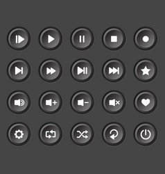 Black interface buttons 3d set of ui icons Vector Image