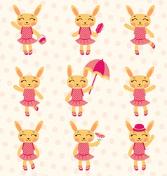 Cute rabbit girl christmas card Royalty Free Vector Image