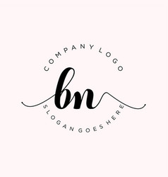 Bn initial handwriting logo with circle template Vector Image