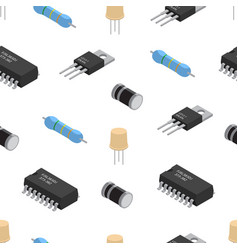 Big set of isometric electronic components Vector Image