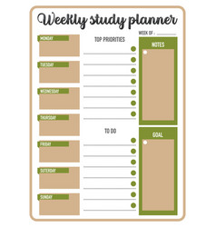 School plan schedule template Royalty Free Vector Image